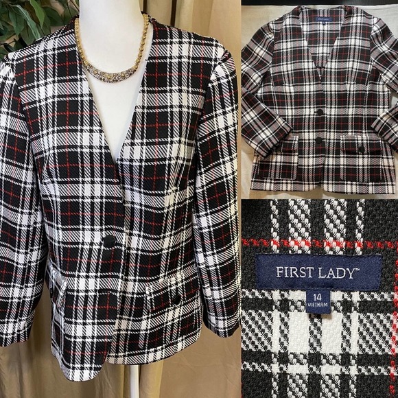 First Lady | Jackets & Coats | First Lady Plaid Light Weight Blazer Sz ...